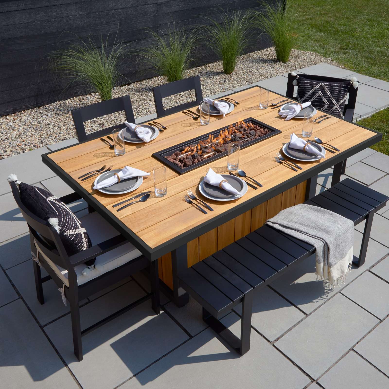 73" Bodhi Dining Fire Table with Hidden Propane Tank