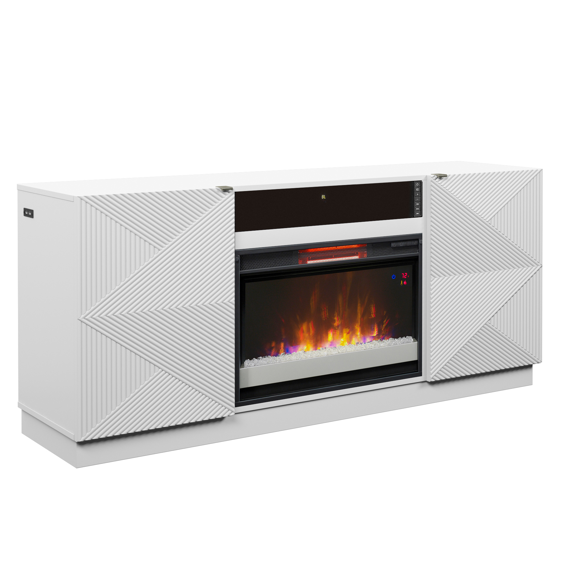 64" Paxton Media Fireplace with Bluetooth Speakers