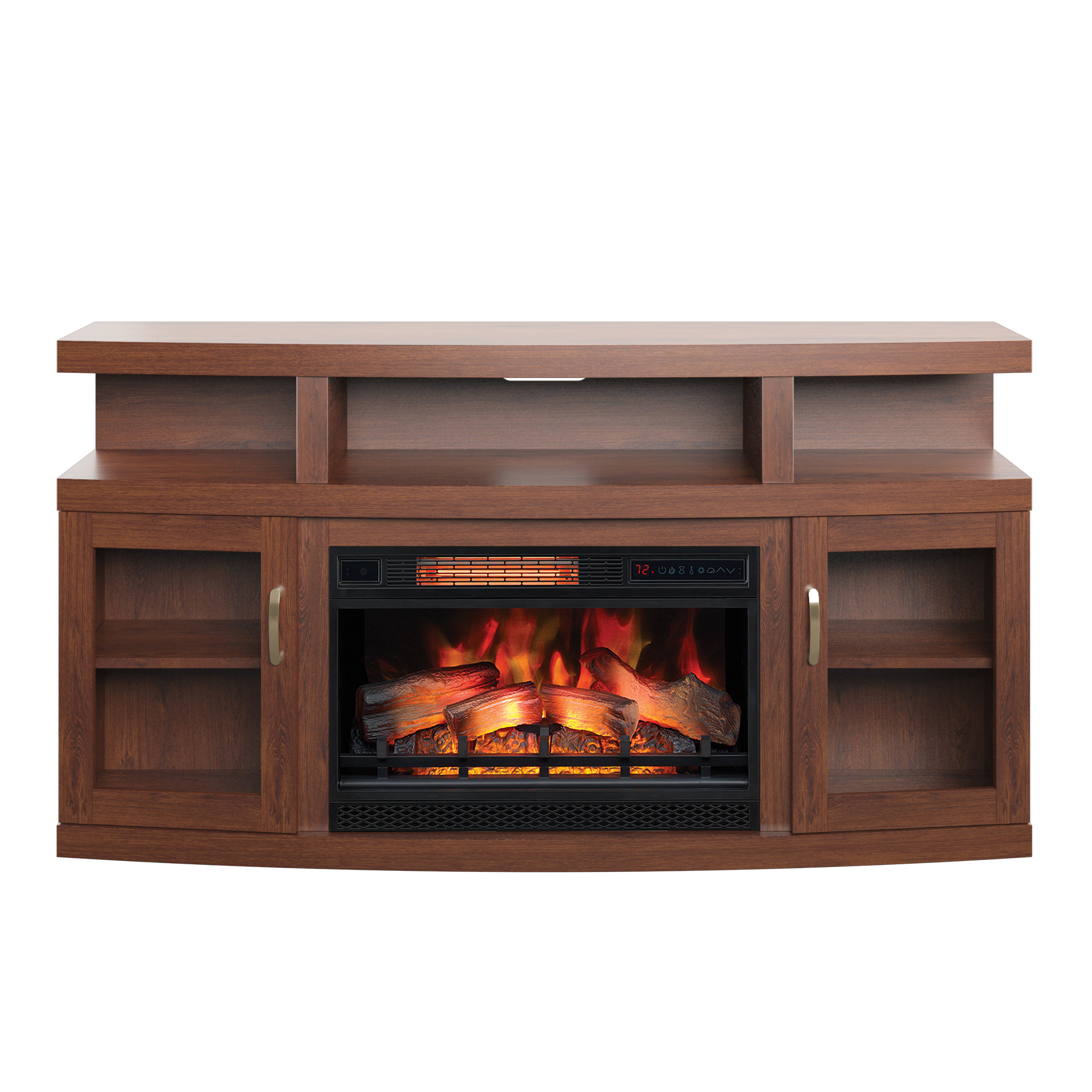 59.9" Cantilever Media Mantel Engineered Antique Cherry Electric Fireplace