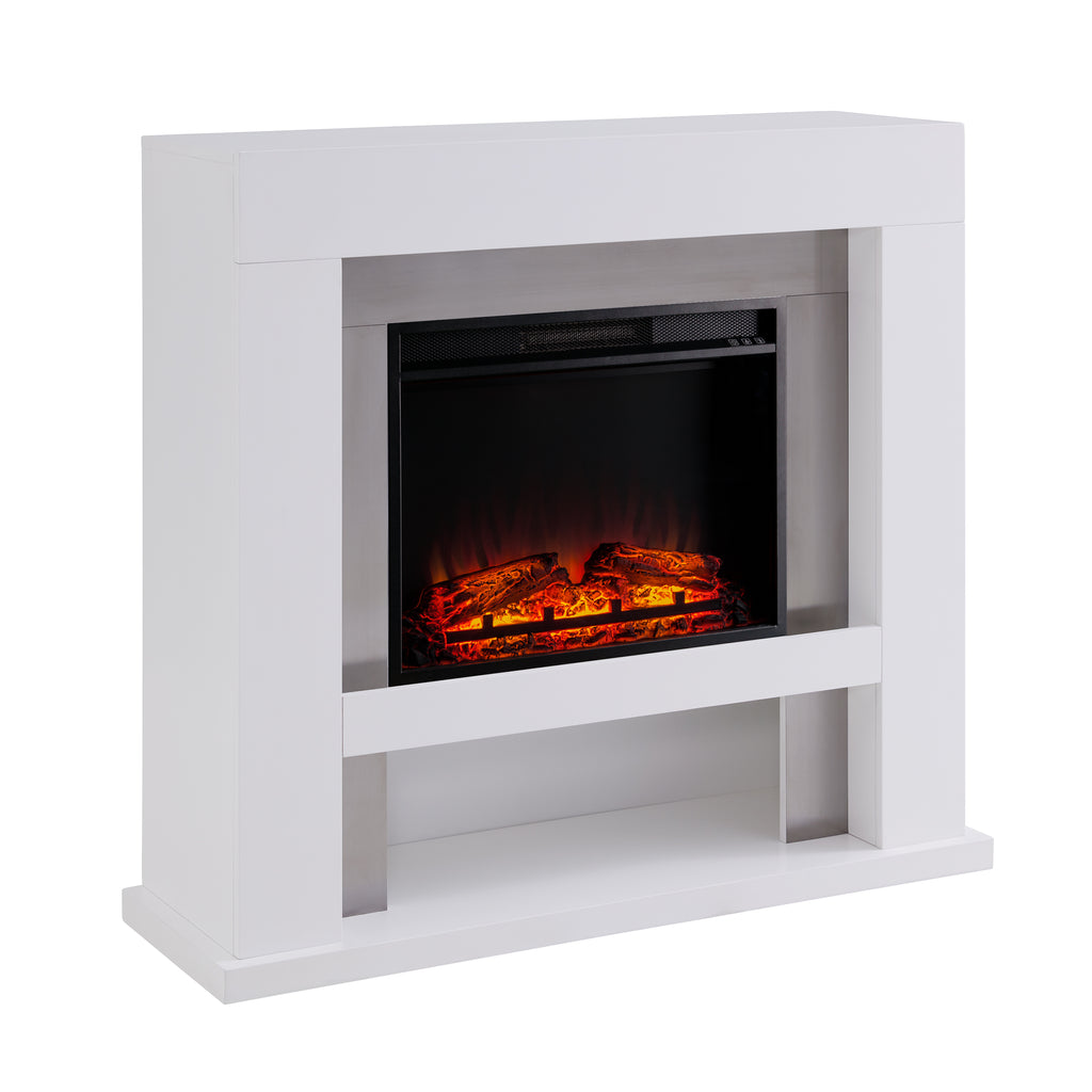 44” Lirrington Stainless Steel Base Electric Fireplace