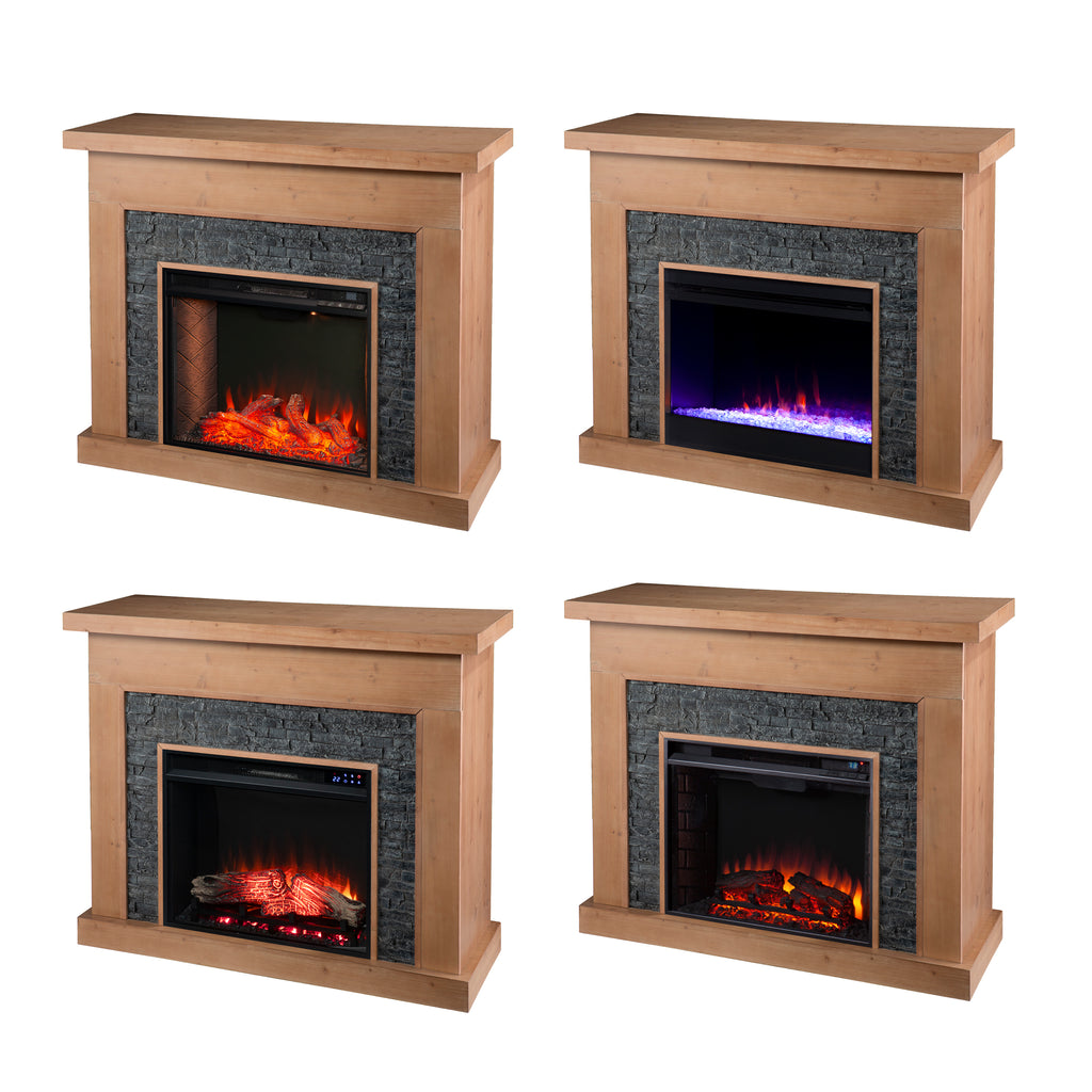 45” Standlon Touch Screen Electric Fireplace w/ Faux Stone Surround