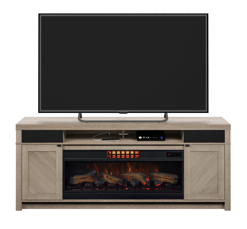 74" Mattituck Entertainment Center Barstow Acacia Infrared Fireplace
