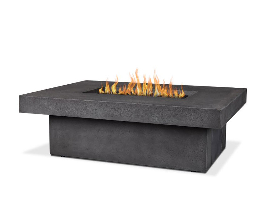 60" Geneva Smoke Rectangle Concrete Propane Fire Pit Table With Hidden Tank